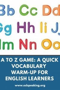 A to Z Game: A Quick ESL Warm-Up Activity | ESL Vocabulary Game