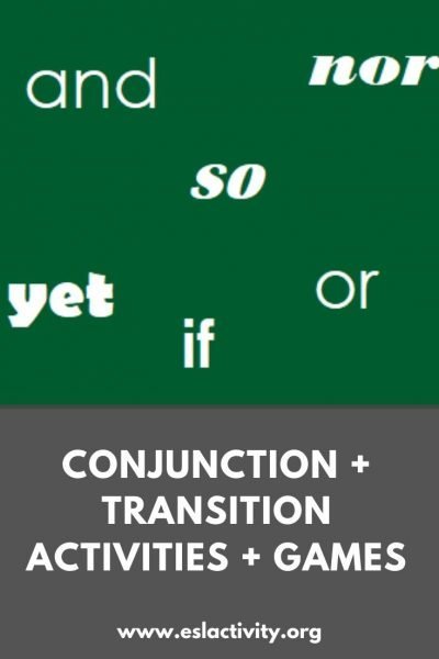 Conjunction Activities & Transition Games for English Learners