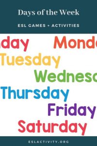 Days of the Week Activities, Games, Worksheets and Lesson Plans