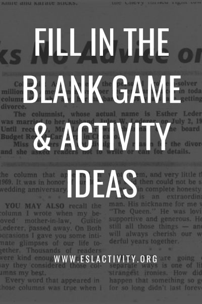 Fill in the Blank Activities, Games, Questions, Online Fun & More!