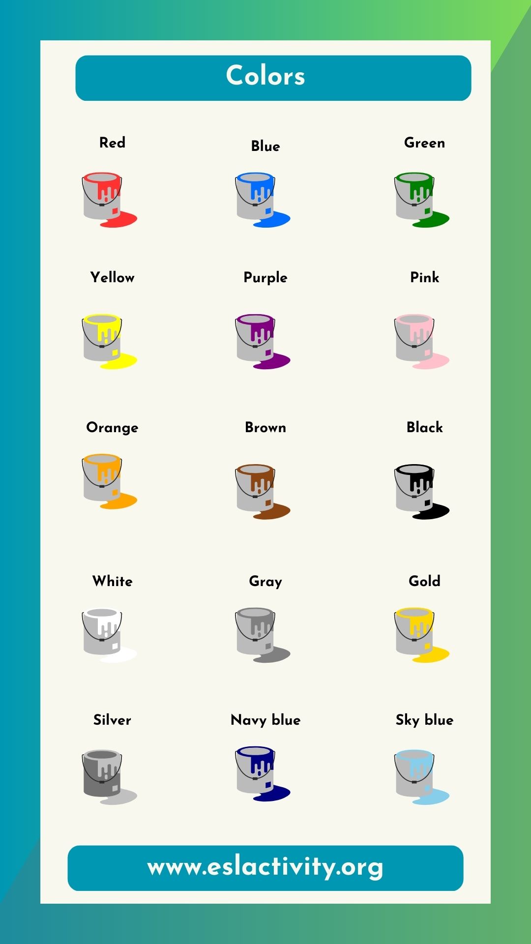 Names of Colors in English | List of Most Common Colors