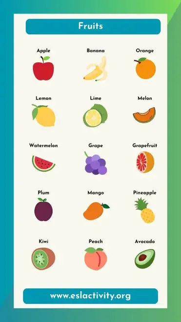 List Of Fruits List Of Popular Fruit Names With The