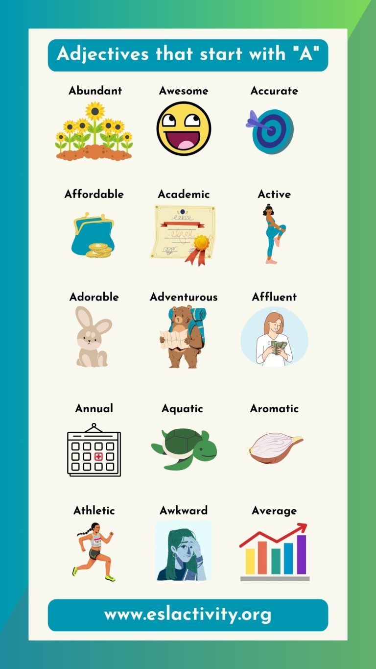 Adjectives for A List | Describing Words that Start With A