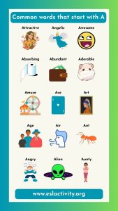 List of Common Words that Start with the Letter A (with Pictures)